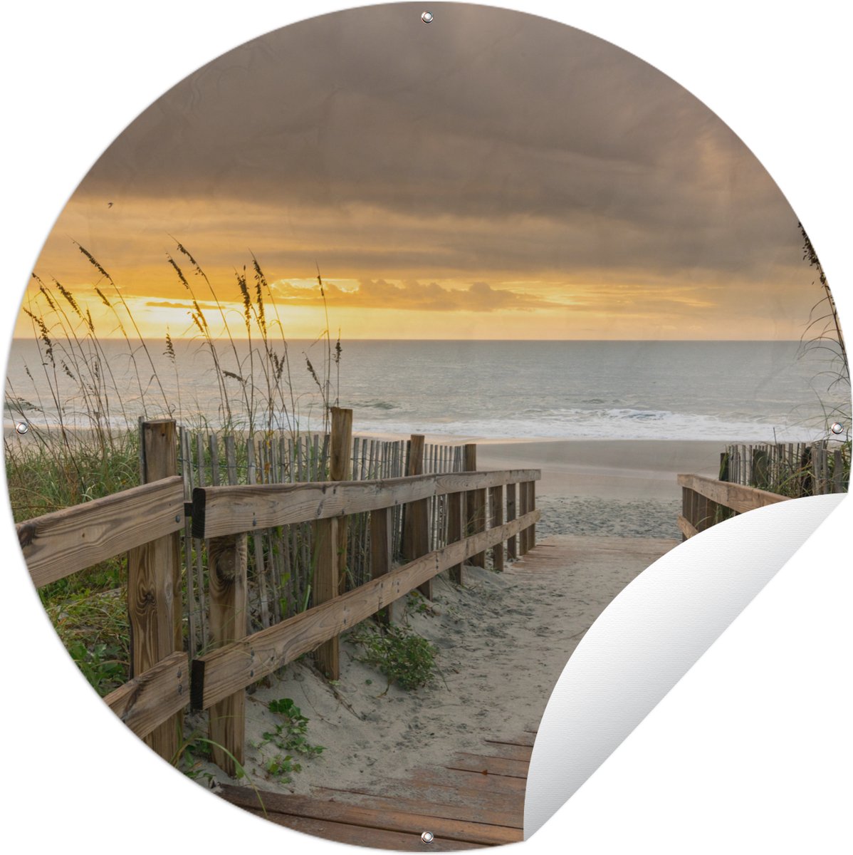 Tuincirkel Strand - Zee - Duin - Pad - 60x60 cm - Ronde Tuinposter - Buiten | bol.com
