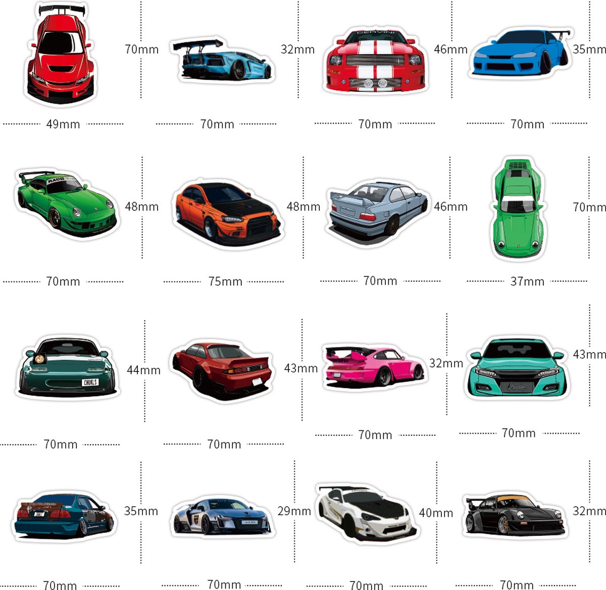 Auto Stickers - 50 stuks - Hoogwaardig vinylstickers - Waterbestendig ...