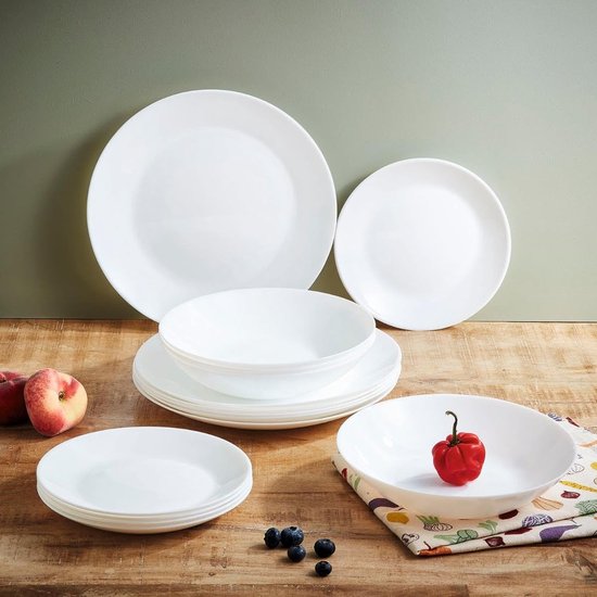 Wit Servies Set voor 6 Personen - 24 Delig - Inclusief Borden en Kopjes ...