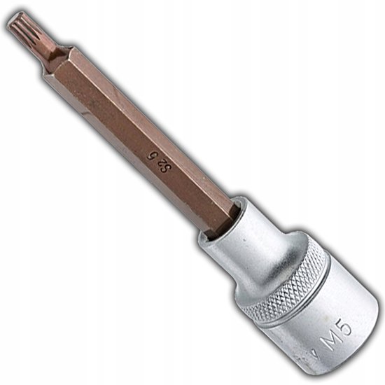 Spline Bit M5 x 100mm 1/2" Aandrijving, S2 Staal | bol