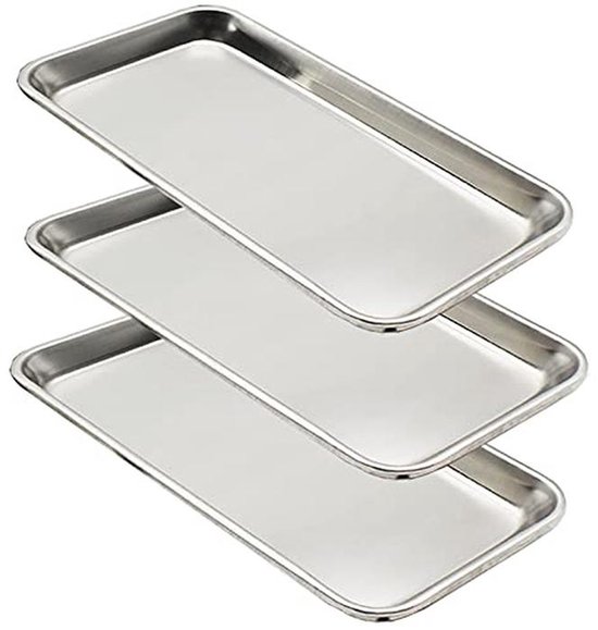 Plateaux en Acier Inoxydable - Set de 3 Plateaux Rectangulaires pour ...