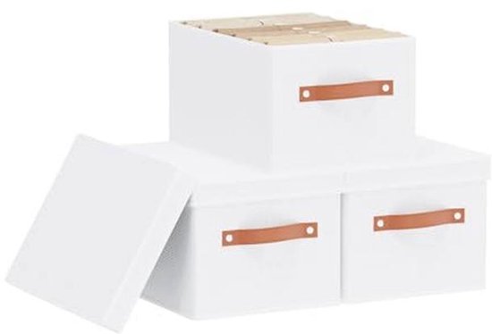 3 Stuks Opbergdozen met Deksel - Opvouwbare Stoffen Dozen voor Kleding ...