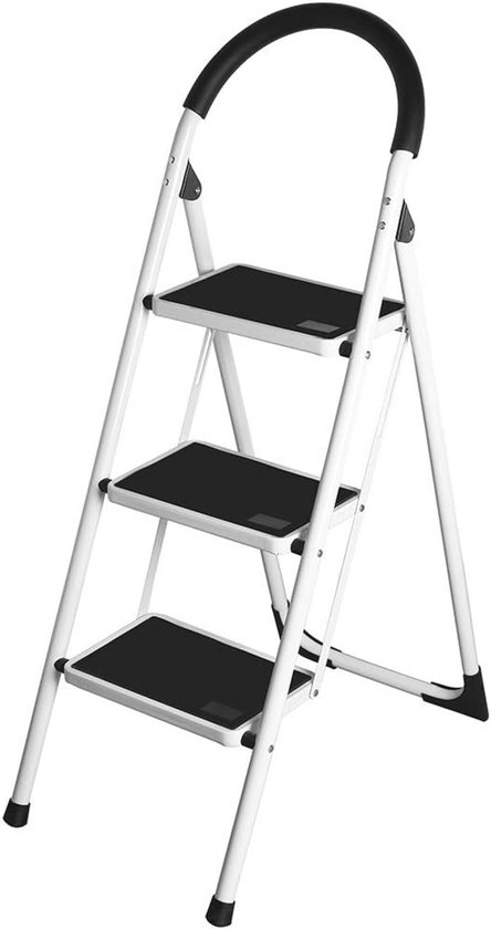 Inklapbare 3-traps ladder met anti-slip treden en veiligheidsgreep ...