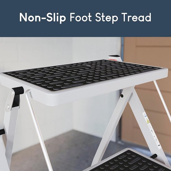 Compacte 2-traps ladder van staal - Draagbaar, opvouwbaar en antislip ...
