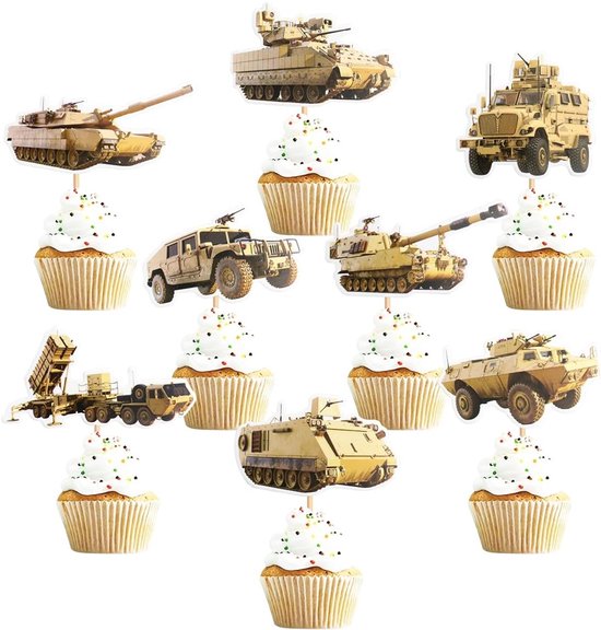 24 Pieces Armor Cake Decoration, Military Vehicles, Cupcake Topper ...