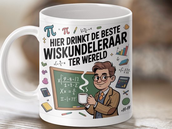 Mok Hier Drinkt de Beste Wiskundeleraar ter Wereld, wiskunde leraar Mok ...