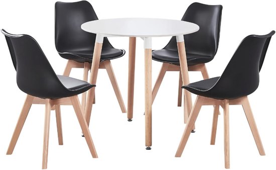 Eettafel met Ronde Tafel en 4 Stoelen Set | Modern Design | Padded ...