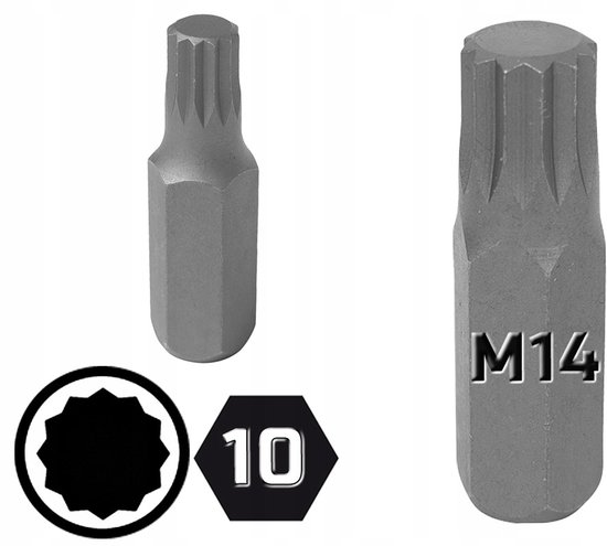 King Tony Spline Bit M14 x 36mm - 10mm Aansluiting | bol