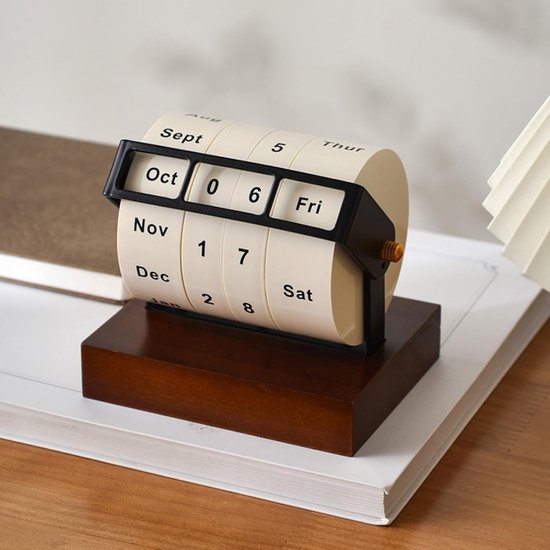 Houten Eeuwigdurende Kalender - Vintage Desktop Kalender Maand Datum ...