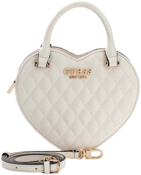 GUESS handtas schoudertas Atabey Heart Bag Cream White crème | bol