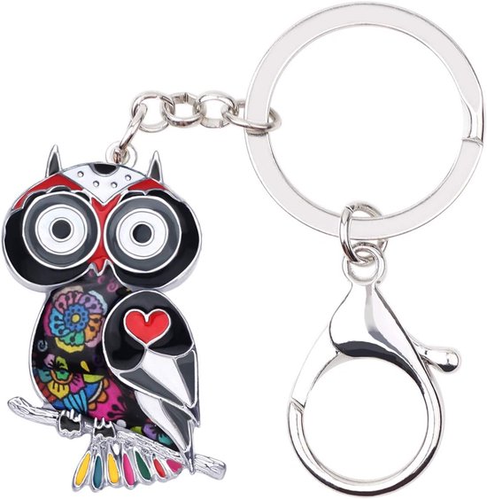 Glanzende Owl Sleutelhanger in Emaille - Schattige Sierlijke Hanger ...