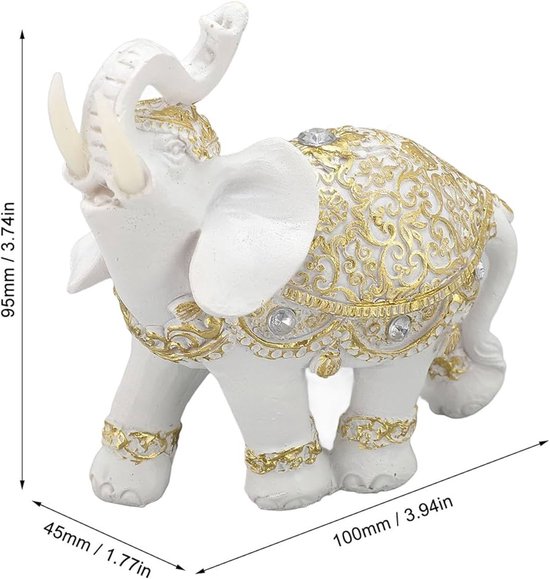 Realistisch Witte Hars Olifant Standbeeld - Geluk en Rijkdom Symbool ...