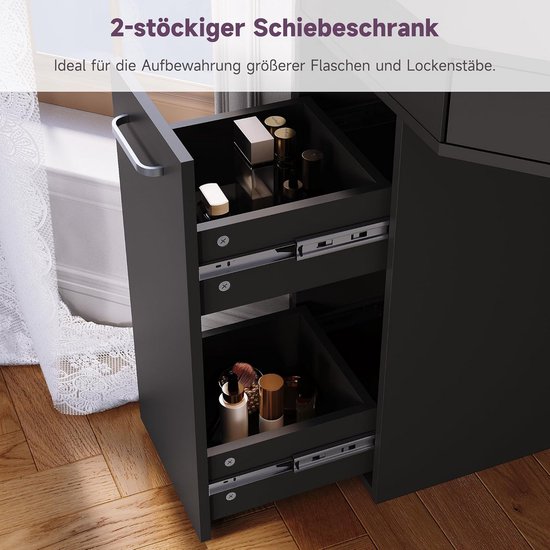 Moderne Hoek Kaptafel met Drievoudige Spiegel en Instelbare LED ...