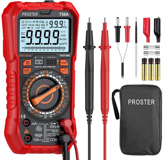 Digitale Multimeter 9999 Counts TRMS met NCV, Temperatuur & Infrarood ...