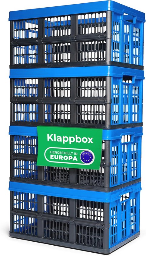 Opvouwbare Klapbox 45 Liter Blauw - Set van 4 met Handgrepen | bol
