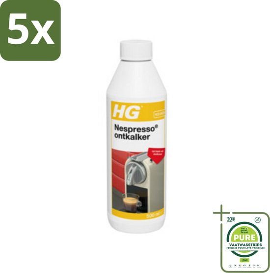 5 x HG - Nespresso Ontkalker - Op Basis Van Melkzuur - 4 tot 5 ...