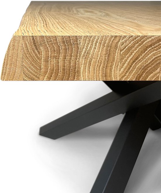 Vaste tafel 90x180 cm Versalux ontschorst eiken met antraciet poten | bol