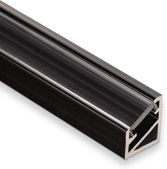 LED Hoekprofiel 2m voor LED Strips - Zwart/Opaal - Set van 3 | bol
