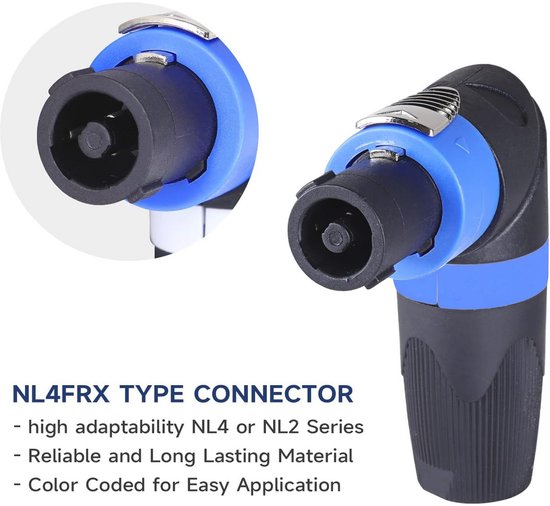 2 Stuks Speakon-connector met Rechte Hoek en Twist Lock - 90 Graden 4 ...