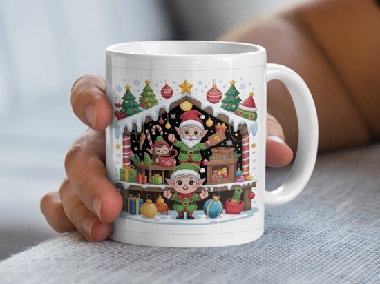 Mok Kerst Elf Werkplaats, Feestdagen Beker, Kerstman Koffiemok, Cadeau ...
