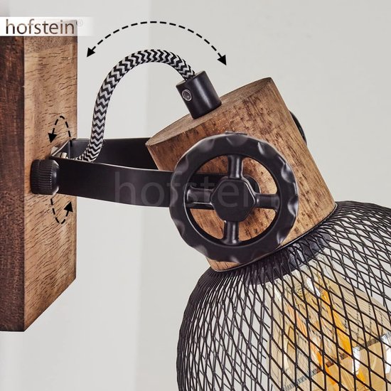 Wandlamp Vintage Houten Metalen Raster Spotlight Slinger Arm ...