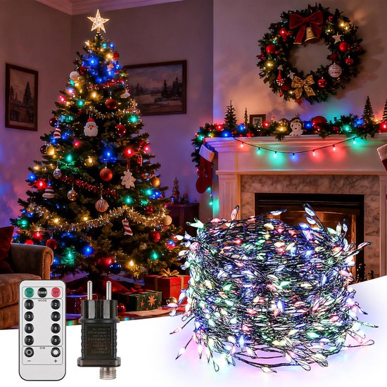 20 Meter LED Slingers met 400 Lichten en Afstandsbediening - Waterdicht ...