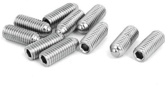 M8x20mm RVS Stelschroeven - Inbus Schroeven met Kogelpunt - Sterke ...