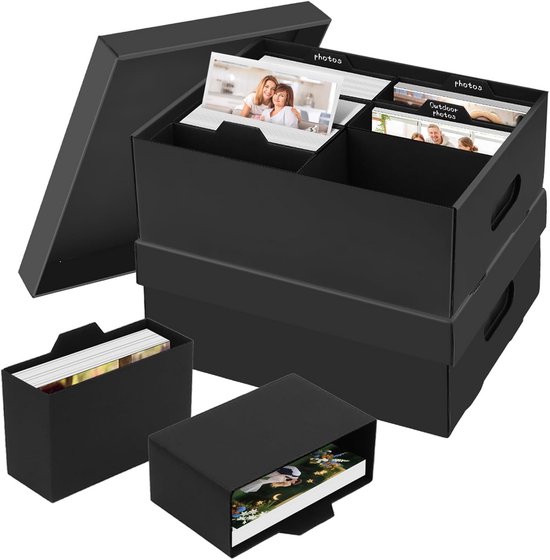 Set van 2 Zwarte Opbergdozen voor Foto's tot 13 x 18 cm | bol