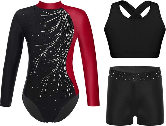 Glitter Gymnastiek Turnpakje Set voor Meisjes - Leotard met Sportbeha ...