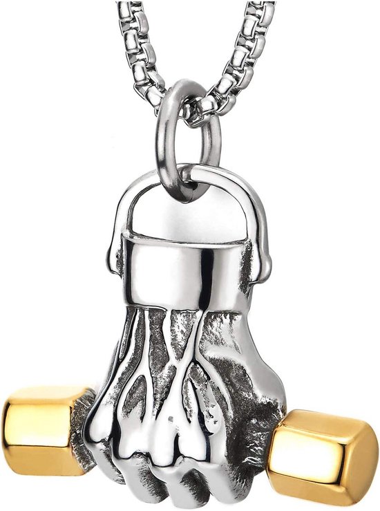 Halter Gewichtheffen Ketting voor Heren met Lange Ketting in Roestvrij ...