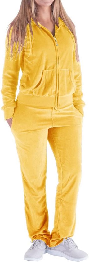 Dames Trainingspak 2 Delig Joggingpak Met Hoodie en Velours Broek | bol