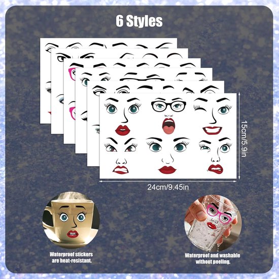 6 Bladen Grappige Gezichtstickers voor Knutselen - DIY Expressie ...