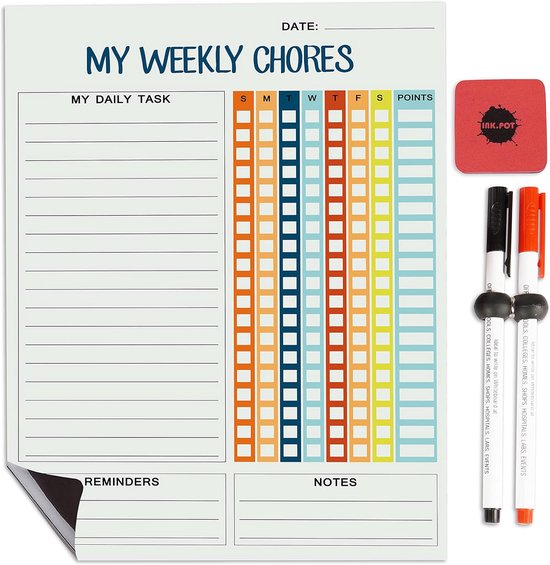 Magnetisch Weekschema Klusjeskalender Met 2 Markeringen & Gum - Voor ...