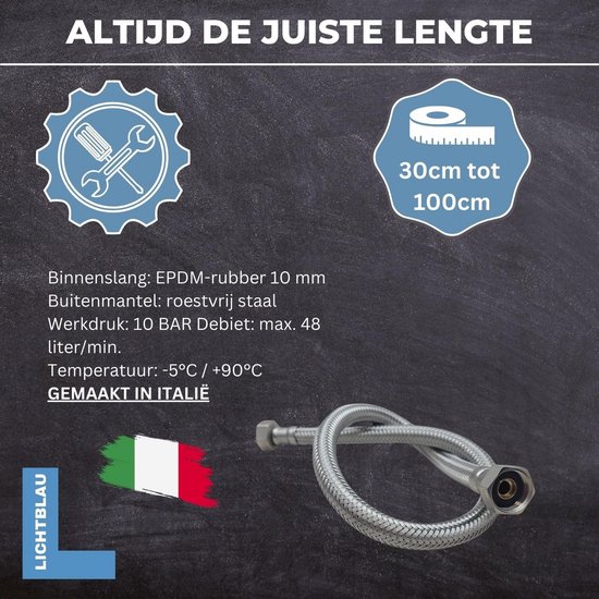 Flexibele RVS Waterslang 40 cm - Knikvrij Aansluitslang voor Kraan en ...