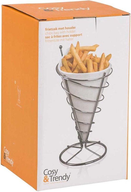Cosy & Trendy Frietzak Met Houder En Mayo Potje - Ø 12 cm x 23 cm | bol