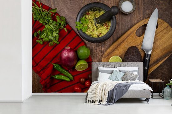 Behang - Fotobehang - Kruiden en specerijen waaronder Jalapeño pepers - Breedte 420 cm... | bol