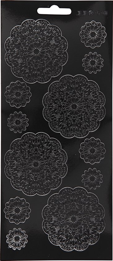 Stickers, bloemen, vel 10x23 cm, zwart, 1 vel | bol