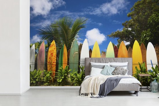 Fotobehang Surfbord - surfplank-omheining in Hawaï fotobehang vinyl ...