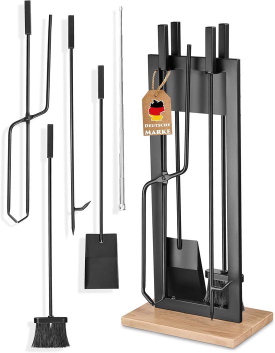 Set Haardbestek Zwart Modern: Pook, Schep en Bezem voor Open Haard of ...