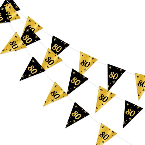 Luxe Zwart-Gouden Slinger 10 Meter voor 80e Verjaardag Feestversiering ...