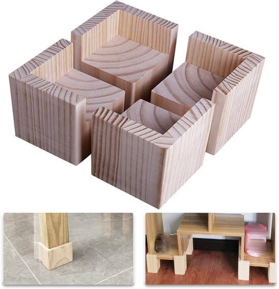 Meubelverhoger - Houten verhogers voor bed en tafel - Verhogen met 5 cm ...