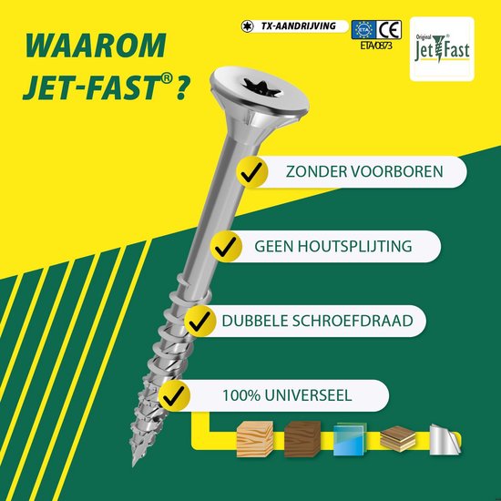 Zelfborende Houtschroeven 3,5x45mm Torx 20 Verzinkt Universeel (500 ...