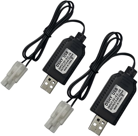 USB Oplader Kabel voor 9.6V NiMH/NiCd Accu met Standaard Tamiya Stekker ...