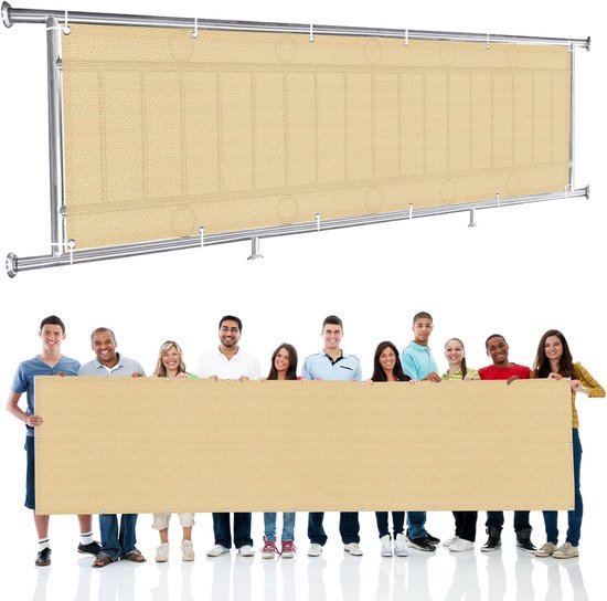 Balkon Afscherming tegen Inkijk en Zon, 90x500 cm Ademend HDPE Weefsel ...
