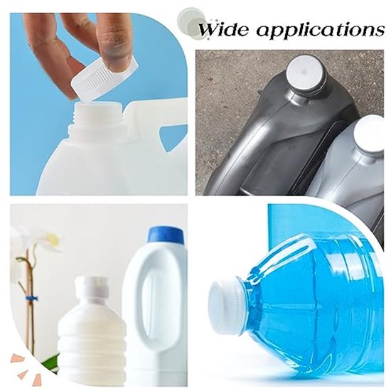 50 White Plastic Screw Caps - 38mm Inner Diameter, Tamper Seal Lids for ...