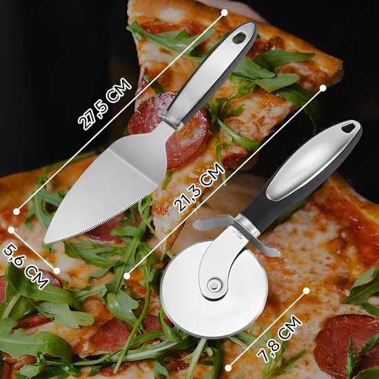 Set of 2 Handheld Pizza Cutter and Spatula | bol