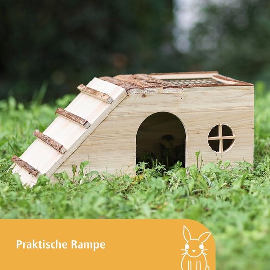 Rodent House Nature 47 x 22 x 20 cm with Ramp and Integrated Feeding ...