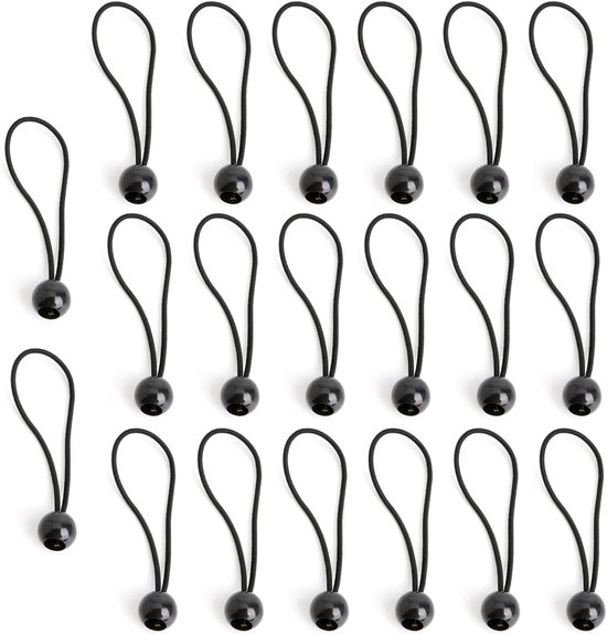 Allecto Plus - Elastische Tarplint Bungee Ballen Zwart - 20 Stuks ...