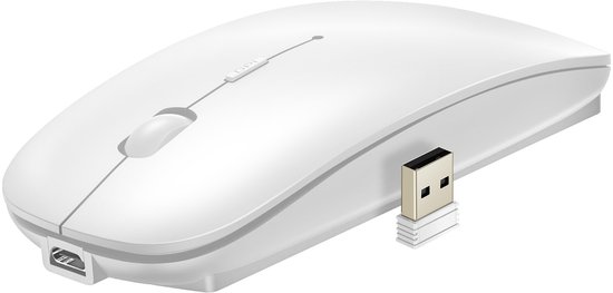 WiWu, Bluetooth draadloze muis en USB 2. 4G Compact Oplaadbare, Wit | bol