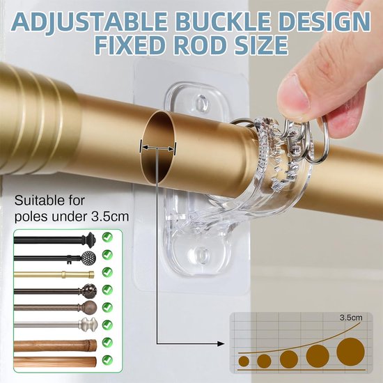 Supports de tringle à rideaux - Installation facile - lot de 2 - transparent | bol